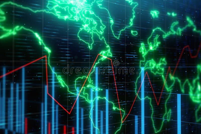 Creative Forex Chart Texture with Map Stock Illustration - Illustration ...