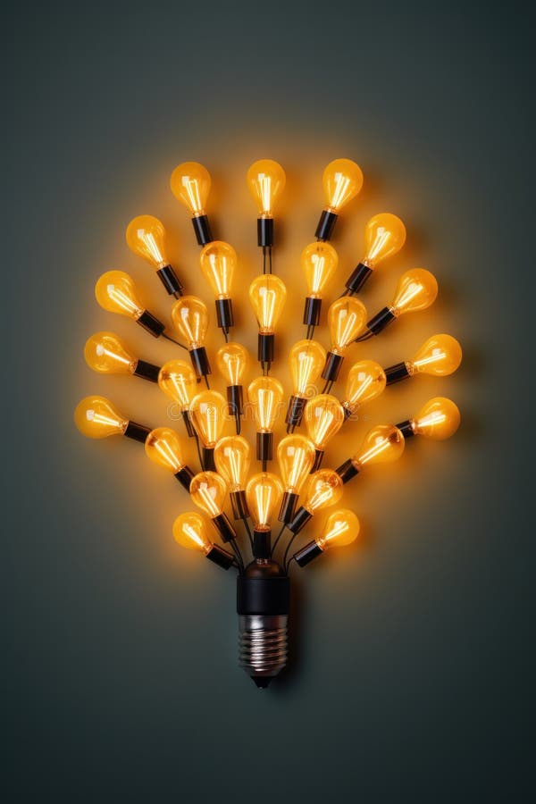 Creative Formation of 50 Light Bulbs AI Generated Stock Illustration ...