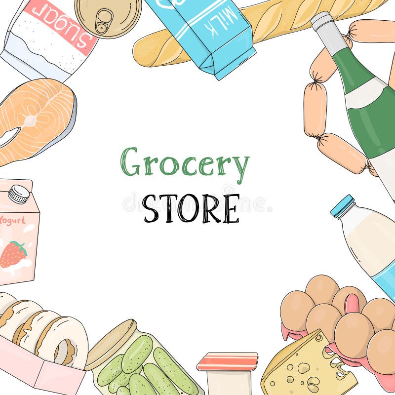 Creative Frame with Grocery. Space for Your Text Stock Vector ...