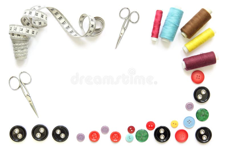 Creative Frame with Sewing Tools and Accessories Isolated on White ...