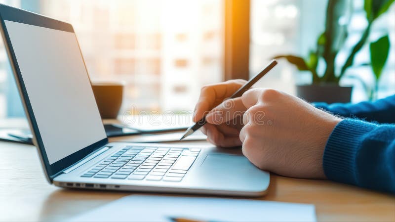 Creative Freelancer Writing on a Laptop in a Cafe with a Relaxed Vibe ...
