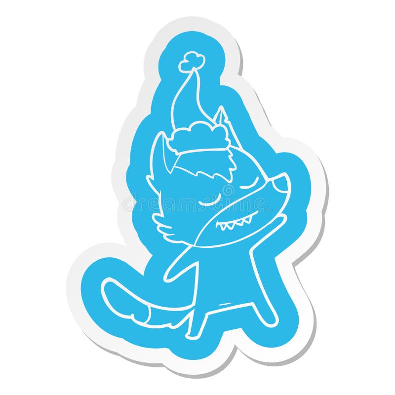 A Creative Friendly Cartoon Sticker of a Wolf Wearing Santa Hat Stock ...