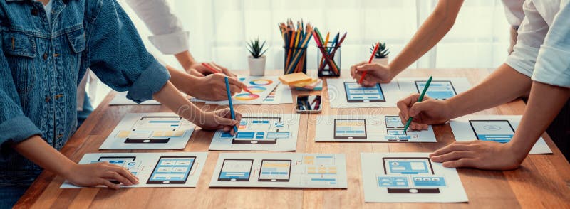Creative Front End Developer Brainstorming Ui Design Scrutinize Stock Image Image Of People