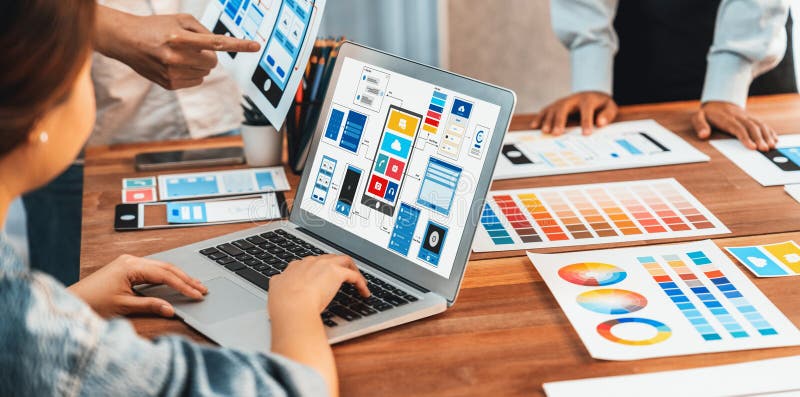Creative Front End Developer Brainstorming Ui Design Scrutinize Stock Image Image Of Desktop