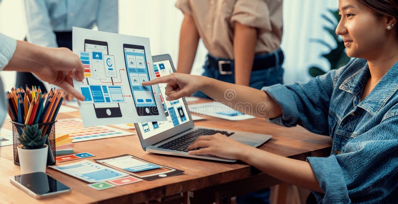 Creative Front-end Developer Brainstorming UI Design. Scrutinize Stock ...