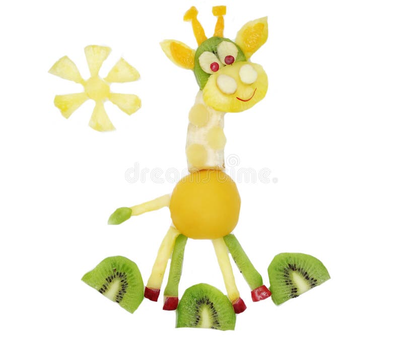 Creative Fruit Child Dessert Giraffe Form Stock Photo - Image of orange ...