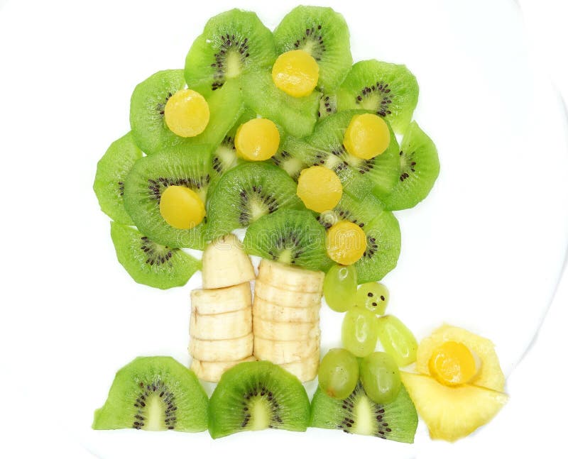 Creative Fruit Child Dessert Tree Form Stock Image - Image of ...