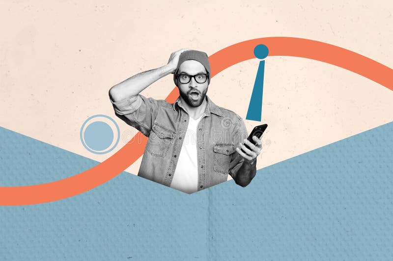 Creative Full Art Collage of Happy Businessman Receive Graph ...