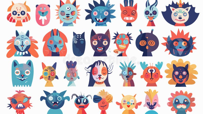 Creative and Fun Collection of Funny Avatars Set for User Profiles ...