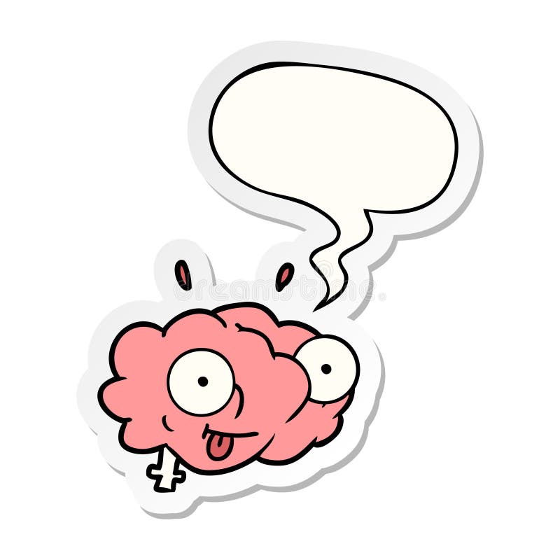 A Creative Funny Cartoon Brain and Speech Bubble Sticker Stock Vector ...