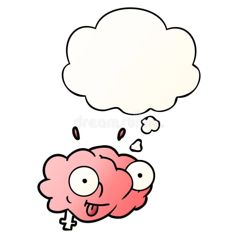 A Creative Funny Cartoon Brain and Thought Bubble in Smooth Gradient ...