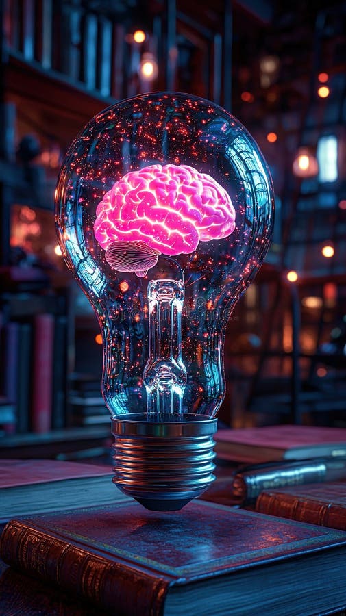 Creative Fusion of Light Bulb and Brain Illuminates a Cozy Library ...