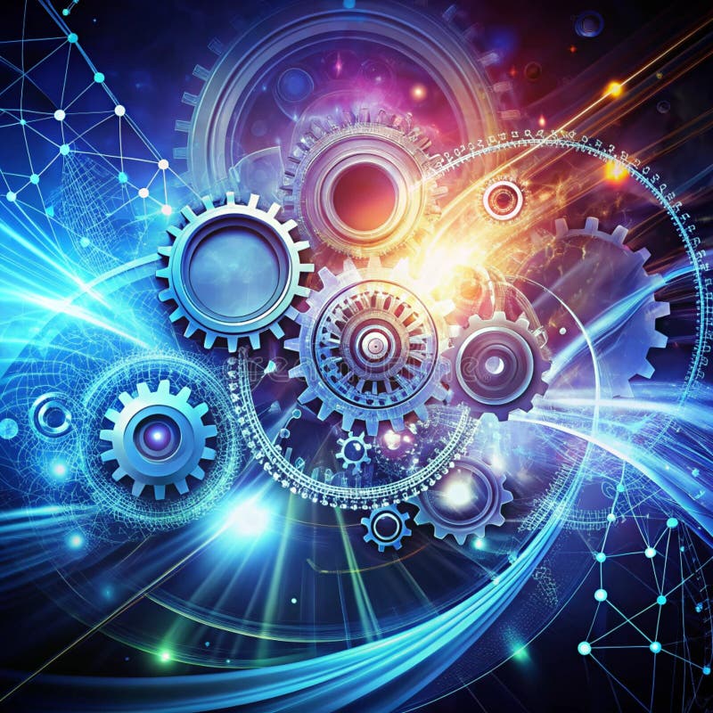 Fantasy Abstract Technology and Engineering Background with Original ...