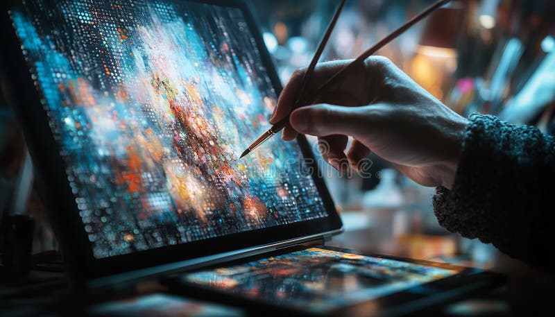 Creative Fusion Where Traditional Techniques Meet Digital Art Stock ...