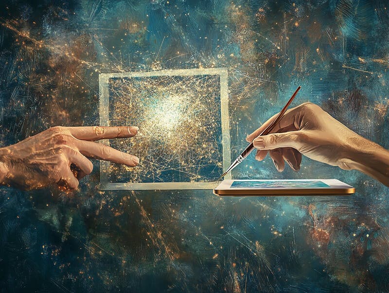 Creative Fusion Where Traditional Techniques Meet Digital Art Stock ...