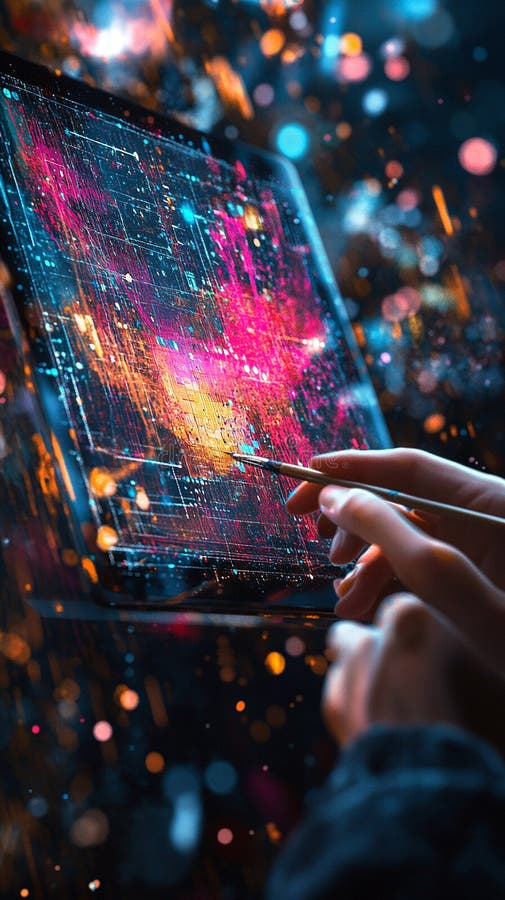 Creative Fusion Where Traditional Techniques Meet Digital Art Stock ...