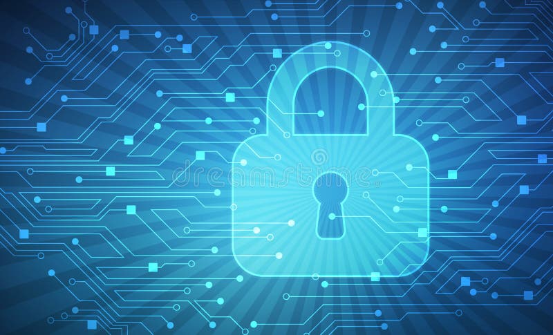 Creative Future Blue Technology Digital Security Lock Background Stock ...