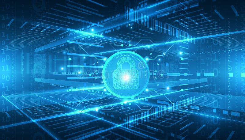 Creative Future Blue Technology Digital Security Lock Background Stock ...