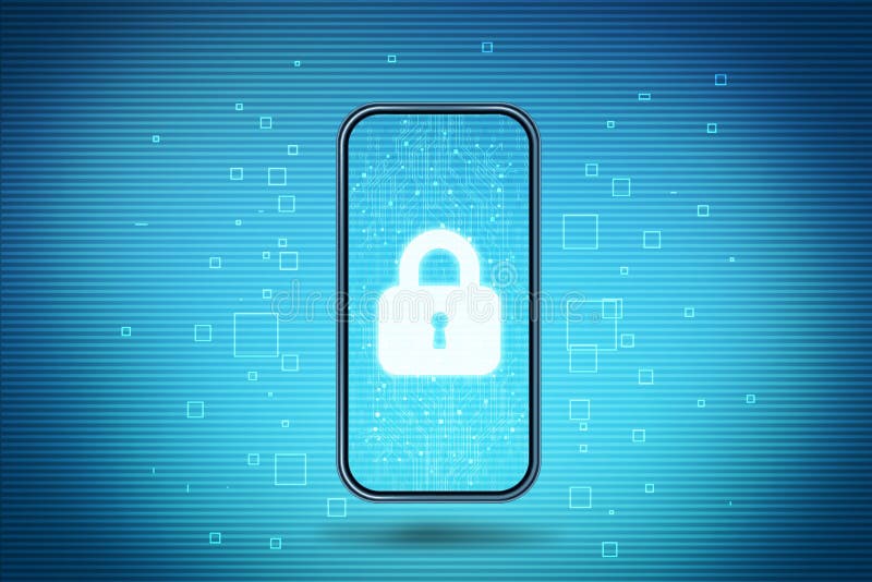 Creative Future Blue Technology Digital Security Lock Background Stock ...