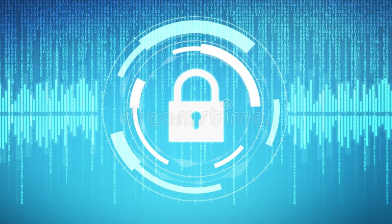 Creative Future Blue Technology Digital Security Lock Background Stock ...
