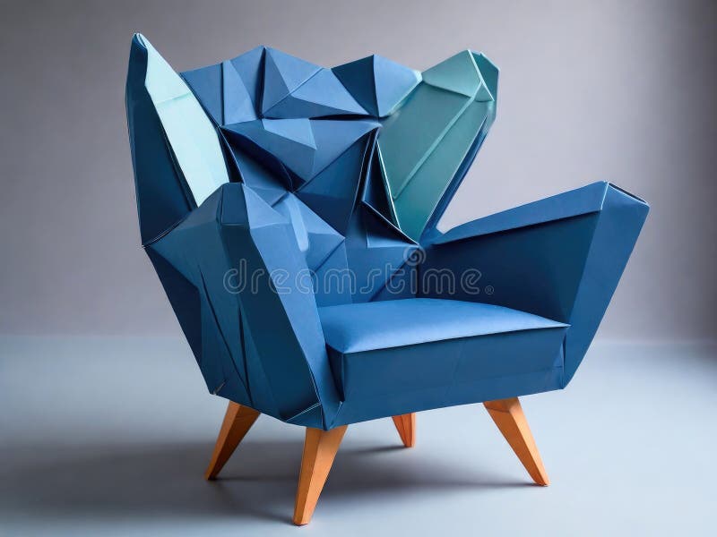 Creative Futuristic Polygonal Origami Chair Design Stock Image - Image ...
