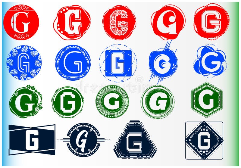 Creative G Letter Logo and Icon Design Template Bundle Stock Vector ...