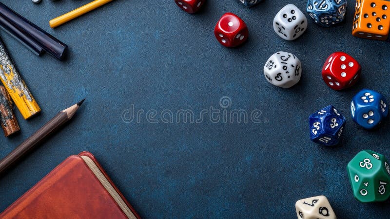 Creative Game Design Workspace Dice Pencils Notebook Gaming Creativity ...