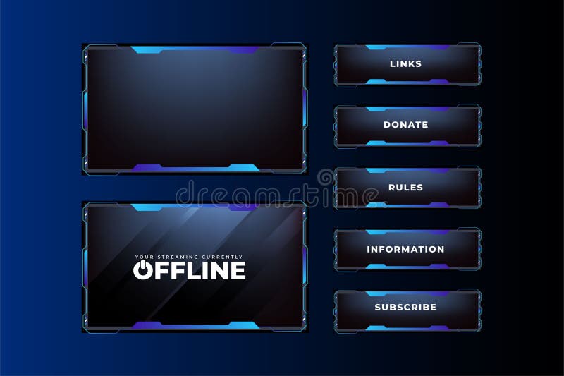Online Game Streaming Overlay Vector for Live Gamers. Modern Offline ...