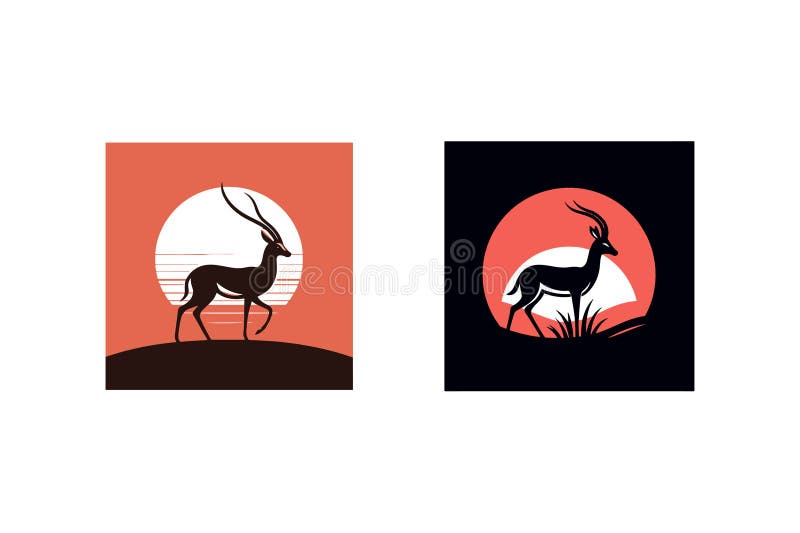 Creative Gazelle Logo Vector Silhouette Stock Vector - Illustration of ...