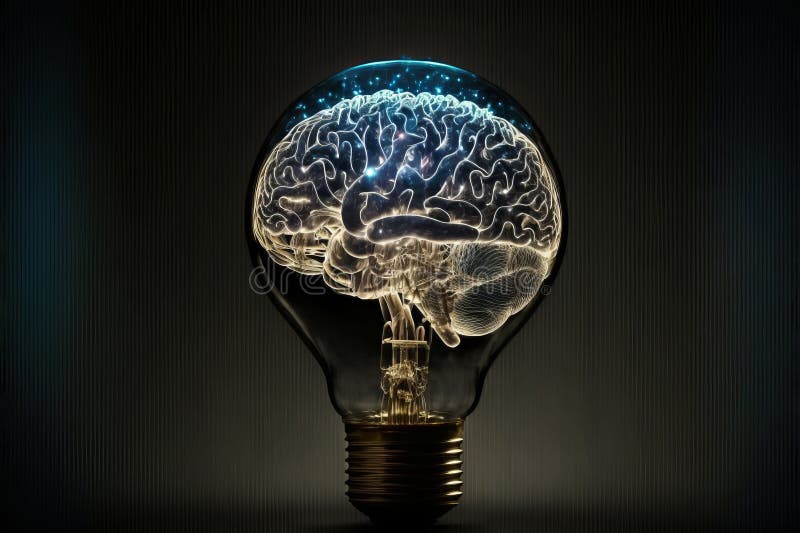 Creative Generative AI Illustration of Shiny Brain Inside of ...