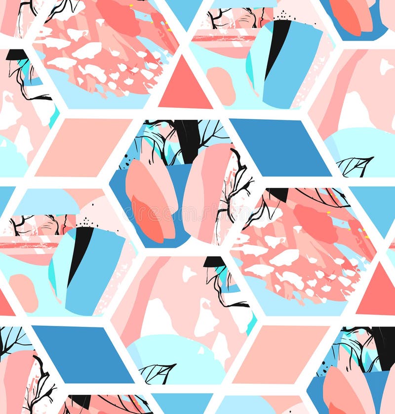 Creative Geometric Background with Floral Elements and Different ...