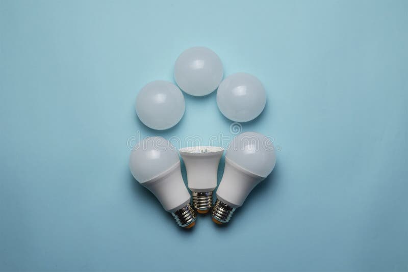 Creative Geometric Composition with LED Lights on a Blue Background ...