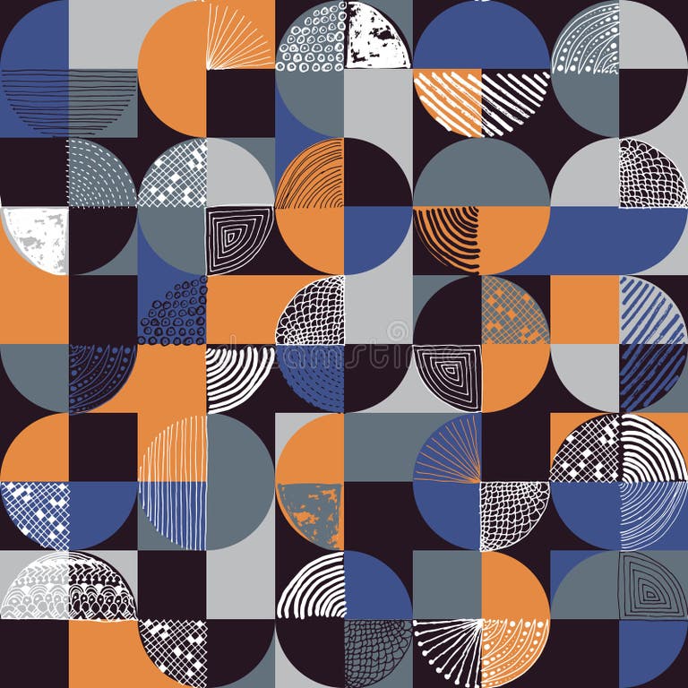 Creative Geometric and Handdrawn Seamless Pattern Stock Vector ...