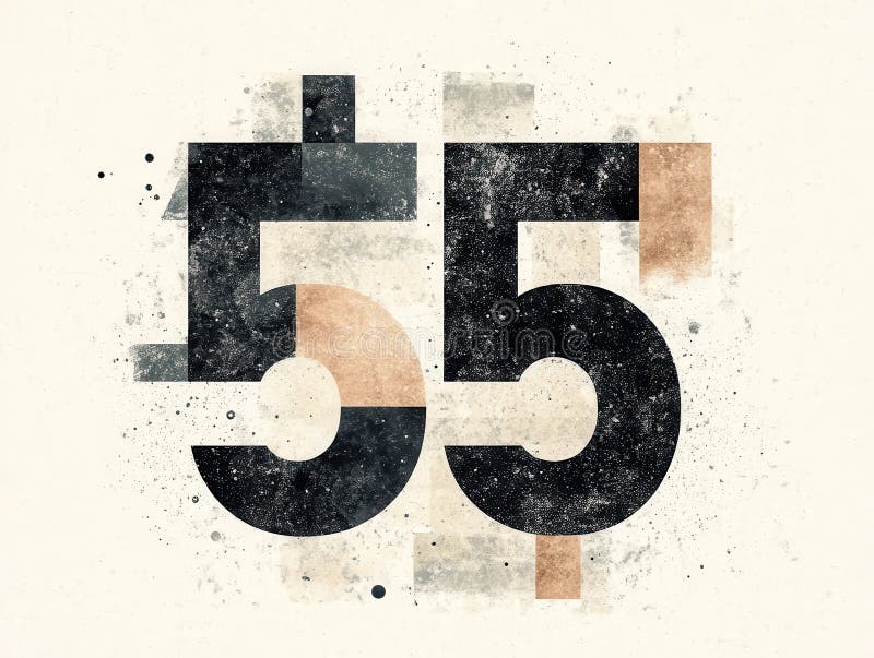 Creative Geometric Number 55 with Texture and Shapes Stock Photo ...