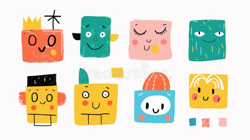 Creative Geometric Shapes Team with Cute Characters for Design Projects ...