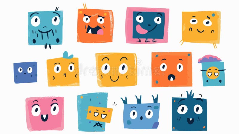 Creative Geometric Shapes Team with Cute Characters for Design Projects ...