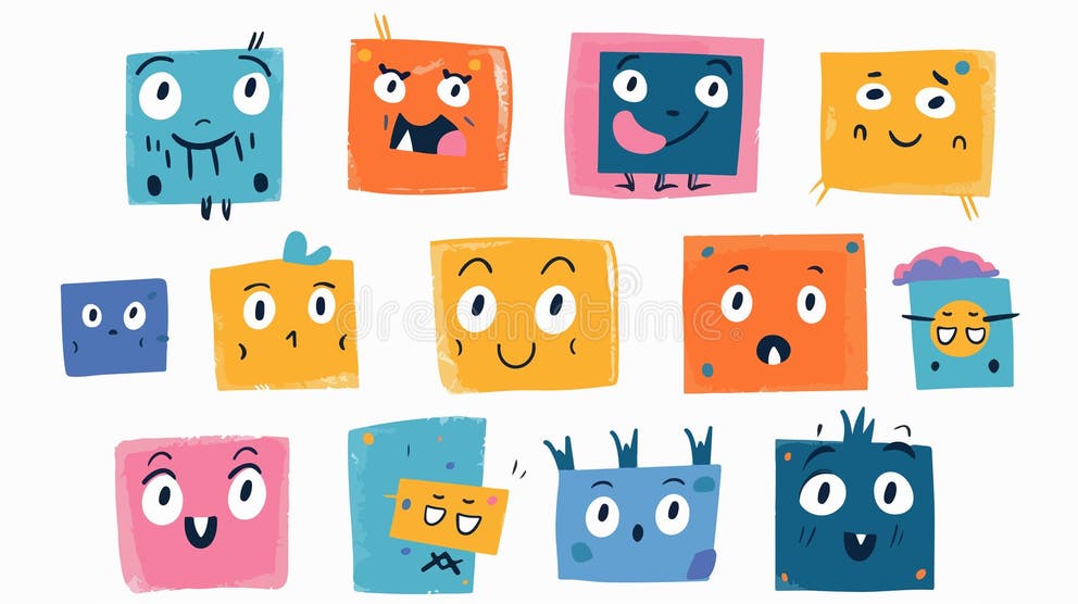 Creative Geometric Shapes Team with Cute Characters for Design Projects ...