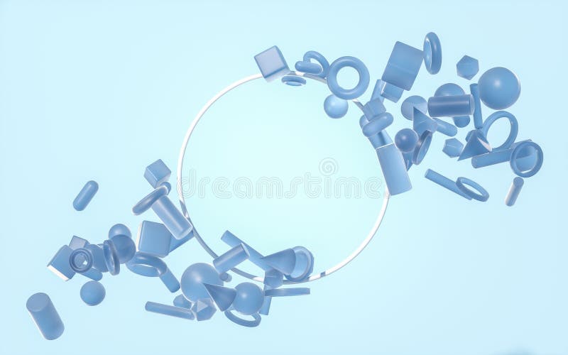 The Creative Geometries with Metal Circles, 3d Rendering Stock ...