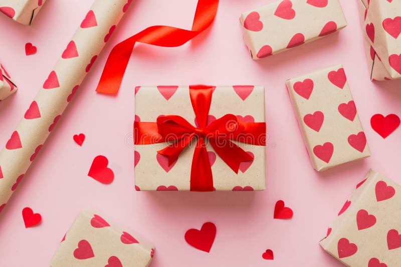 Creative Gift Box with Decorations for the Holiday, Top View. Birthday ...