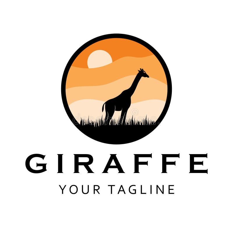 Giraffe Logo with Slogan Template Stock Vector - Illustration of animal ...