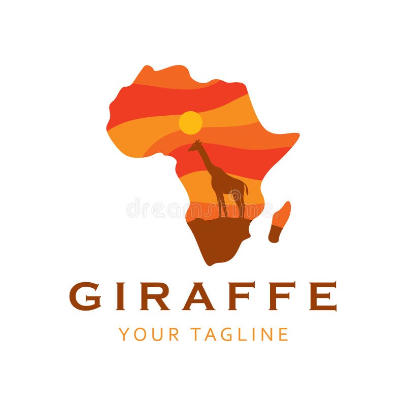 Giraffe Logo with Slogan Template Stock Vector - Illustration of head ...