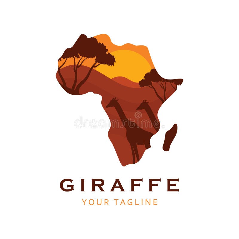 Giraffe Logo with Slogan Template Stock Vector - Illustration of wild ...