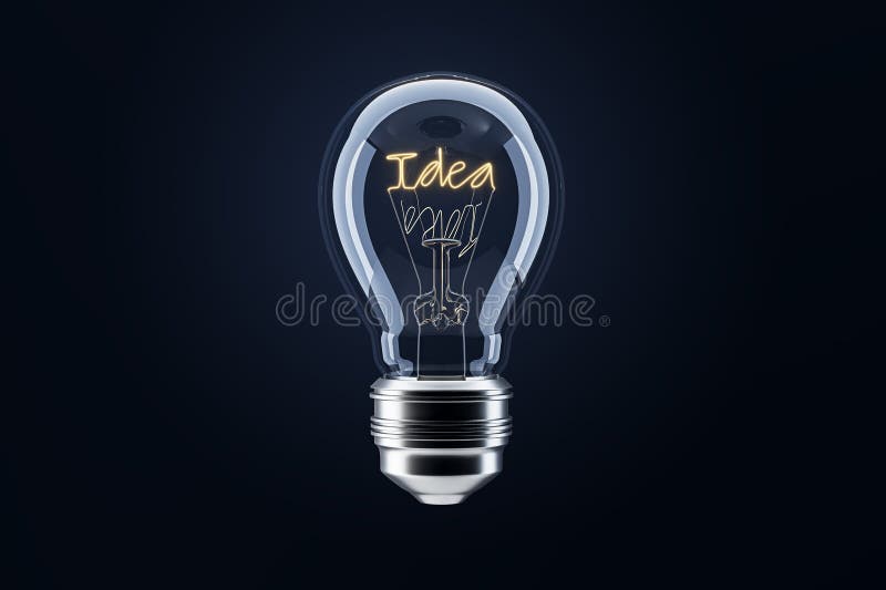 Creative Glass Idea Bulb on Dark Background. Inspiration and Genius ...
