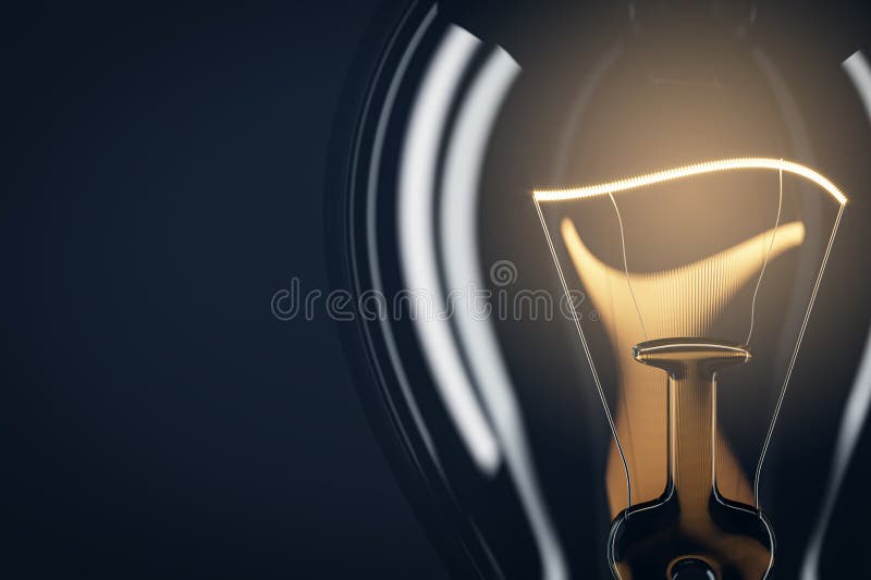 Creative Glass Bulb with Reflections and Mock Up Place on Dark Backdrop ...
