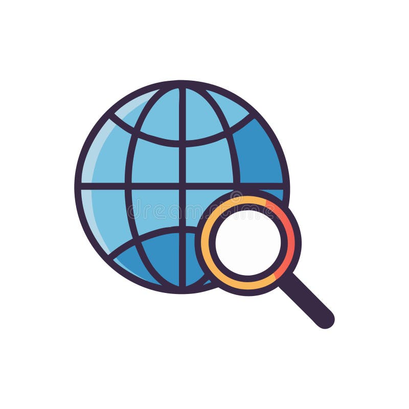 Creative Globe with Magnifier Illustration Icon Stock Illustration ...