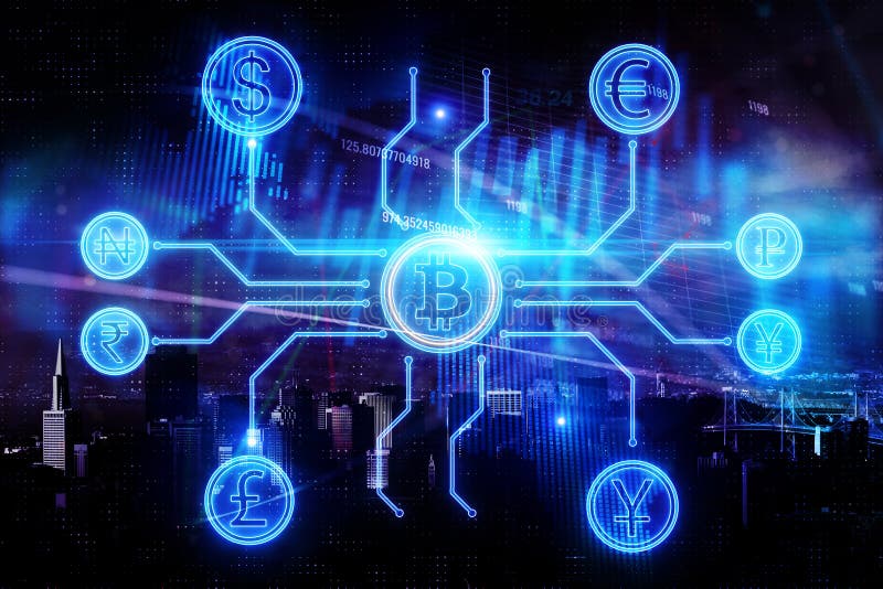 Cryptocurrency and E-business Concept Stock Illustration - Illustration ...