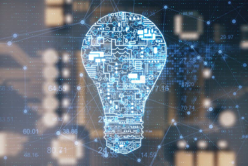 Creative Glowing Digital Circuit Lamp Stock Illustration - Illustration ...