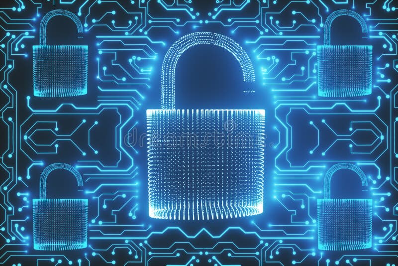 Creative Circuit Padlock Texture Stock Illustration - Illustration of ...