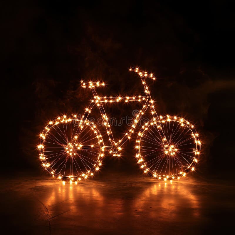 Creative Glowing Star Bicycle Shape Crafted in a Dark Setting Using ...