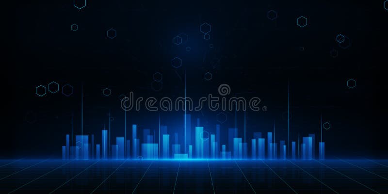 Creative Glowing Wide Digital City Backdrop. Future and Technology ...